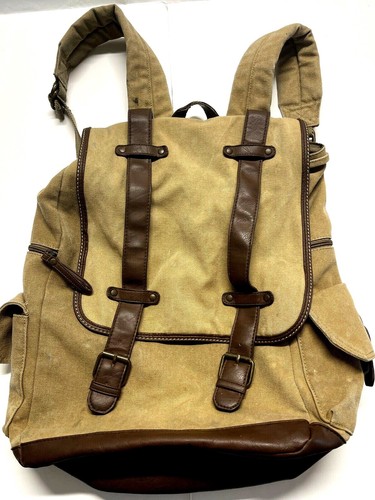 Canvas Backpack with Vinyl 12x7x16" Side Pockets; Padded Straps ...