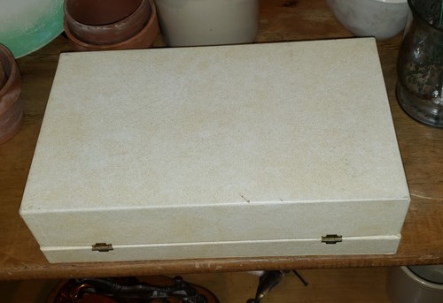 Large Vintage White Jewelry Box Lined w/ Red Velvet, Satin, Felt ...