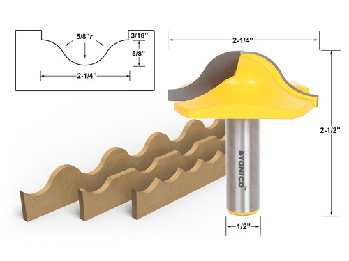 2-1/4" Diameter Ogee Groove Router Bit - 1/2" Shank - Yonico 18137 ...