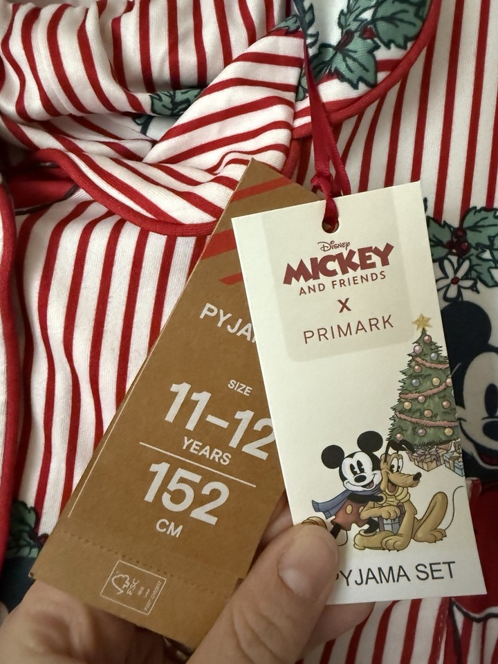 Primark Disney Mickey Mouse Christmas Pyjamas Set Age 11-12 Years Kids ...