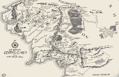Map Of Middle Earth Lord Of The Ring Map Poster Print T1672 |A4 A3 A2 ...