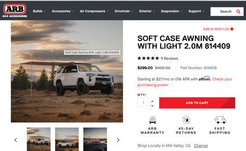 ARB SOFT CASE AWNING WITH LIGHT 2.0M 814409 | eBay