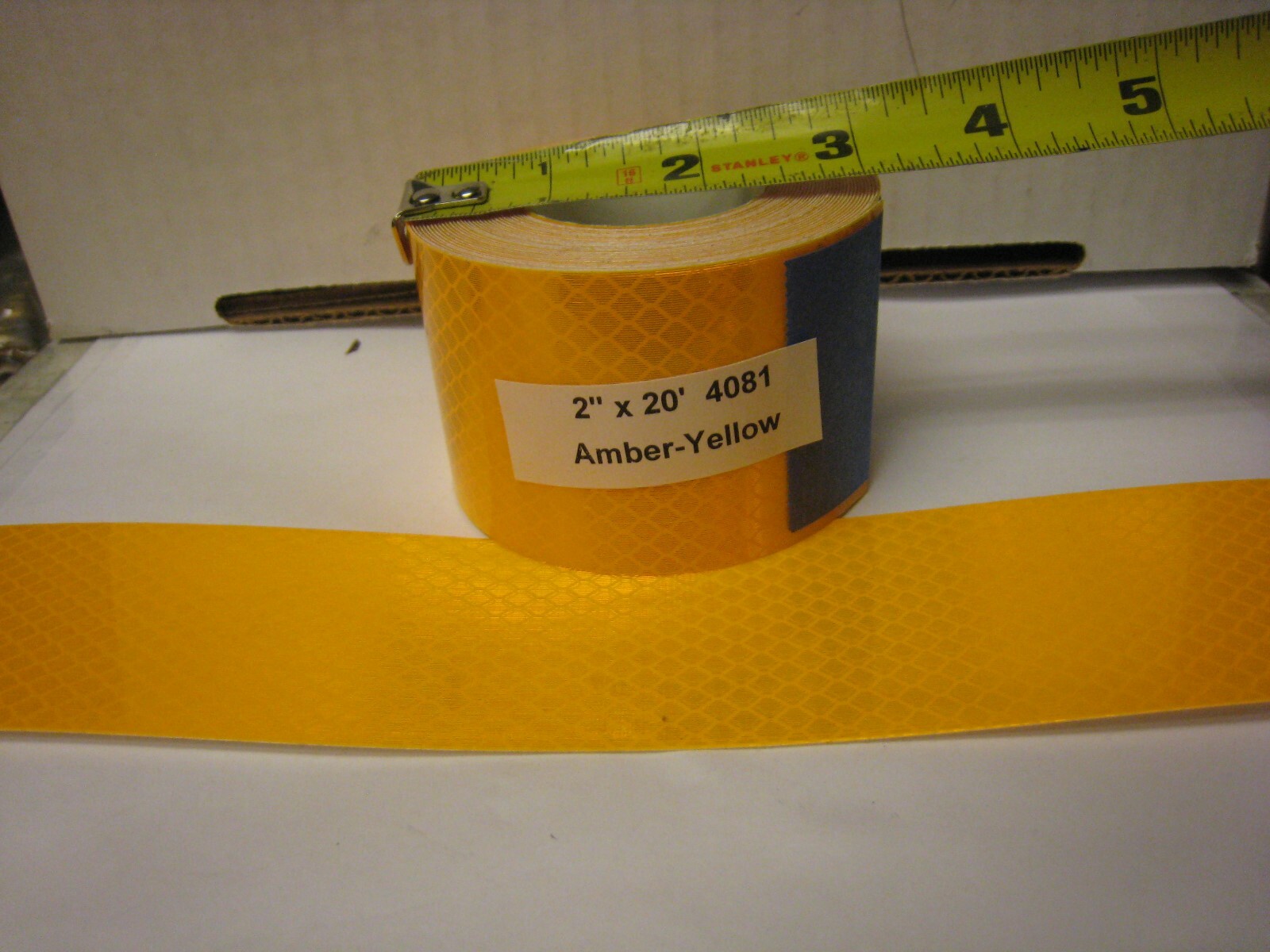 3M BRAND # 4081 AMBER YELLOW GOLD ROLL REFLECTIVE TAPE 2" x 20' CUSTOM ...
