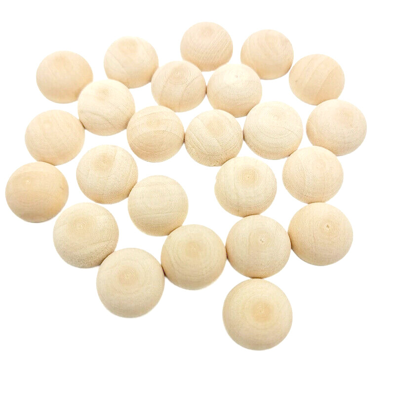 Half Wooden Balls Unfinished Split Natural Wood Beads Craft Paint Round ...