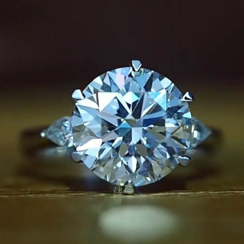 Fiery 5 Ct Round Cut Moissanite Three-Stone Engagement Ring 925 ...