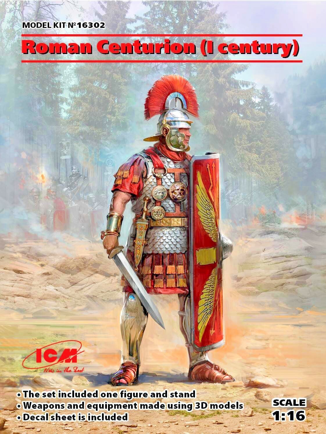 ICM 16302 -1/16 Roman Centurion (I century) scale plastic model kit ...