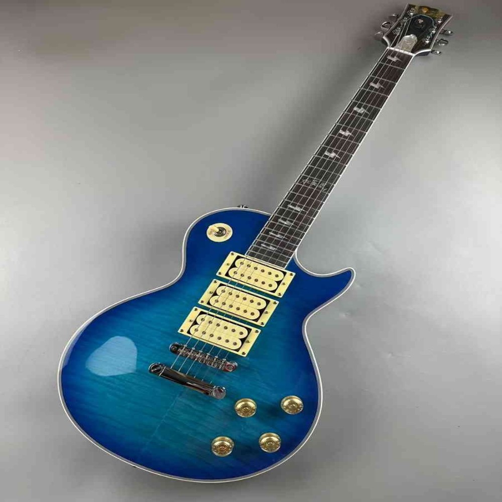 Ace Frehley Blue Flame Maple Electric Guitar Lightning Inlay Mirror ...