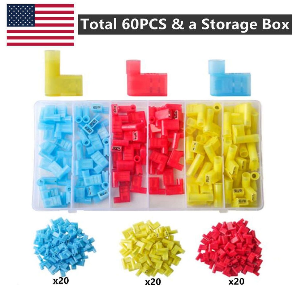 22-10 AWG Female Flag Terminals Right Angle Electrical Wire Spade ...