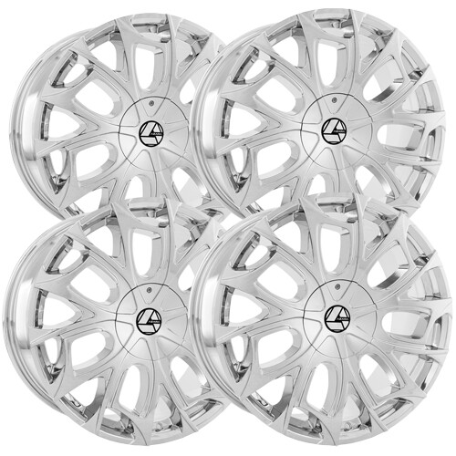 (Set-4) Azara AZA-512 22x8.5 5x4.5"/5x120 +38mm Nano Chrome Wheels Rims ...
