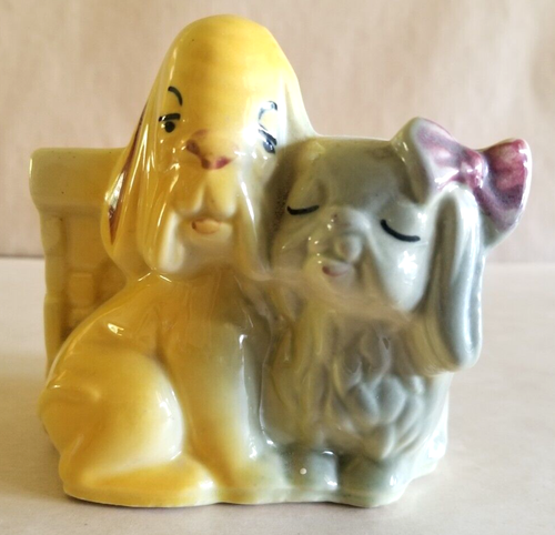 VINTAGE SHAWNEE POTTERY HOUND AND PEKINGESE PLANTER USA #611 About 5"W ...