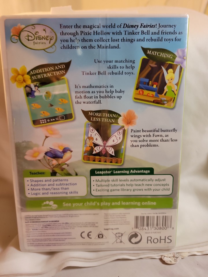 Leapster 1 & 2 DISNEY FAIRIES Shapes Patterns Learning Game Leap Frog ...