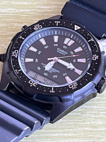 Casio AMW-320b - Black Ion Steel - Analog Digital Quartz Watch | eBay