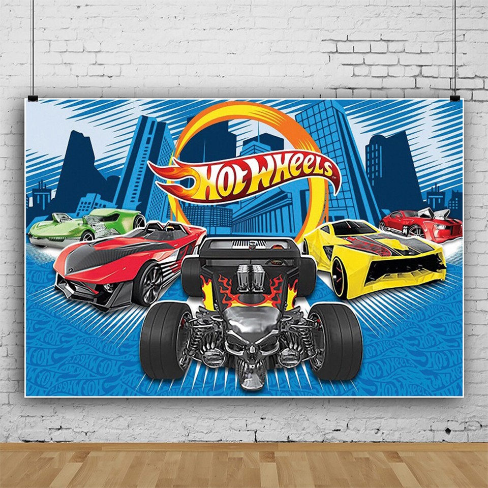 Hot Wheels Backdrop Race Cars Background Photo Birthday Banner Party ...