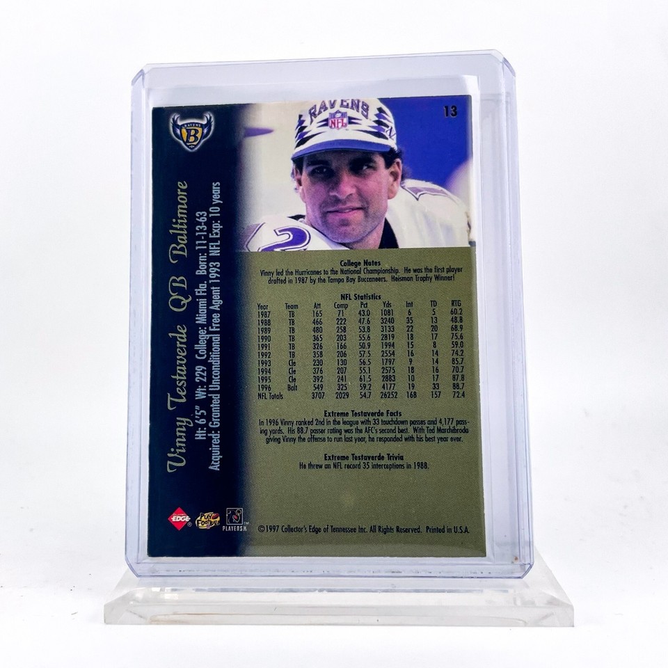 Vinny Testaverde - 1997 Collector's Edge Extreme - Foil Diamond ...