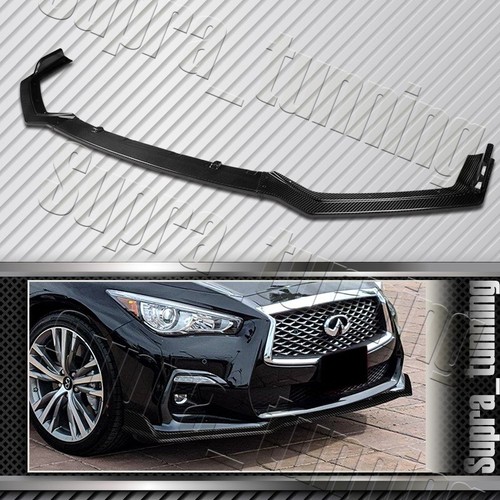 3pc For 18-21 Infiniti Q50 Sport Real Carbon Front Bumper Body Kit Lip ...