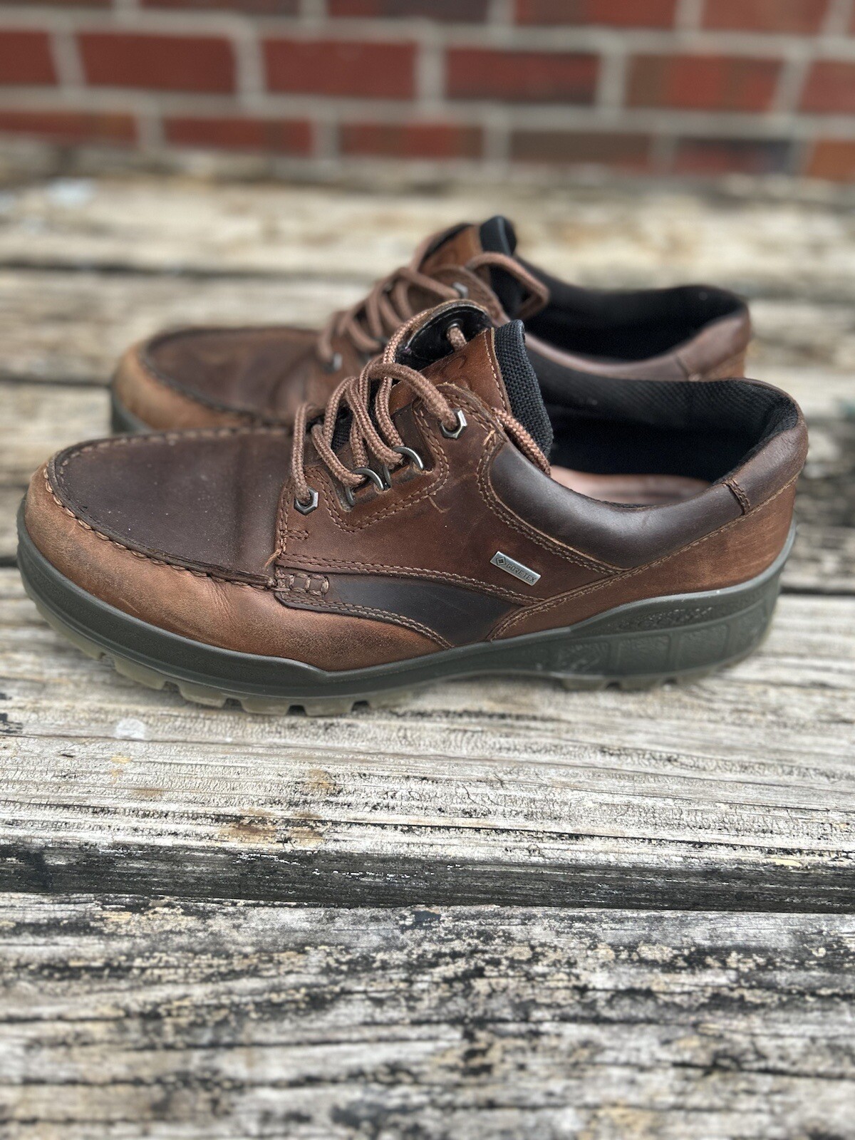ECCO Track 25 Bison Brown Leather GoreTex Waterproof Low Hiking Shoe ...