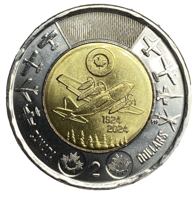 2024 CANADA 2 TWO DOLLARS NON COLOURED ROYAL CANADIAN AIRFORCE RCAF ...