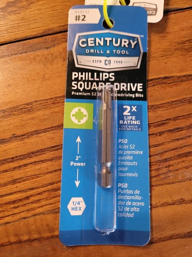 #2 CENTURY 2" PHILLIPS SQUARE DRIVE BIT #68242 | eBay