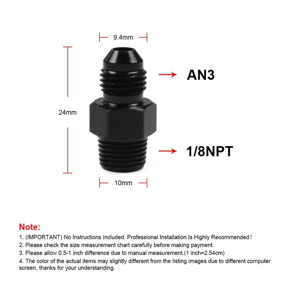 90 Degree 4AN 6AN 8AN 10AN to 1/4 3/8 1/2 NPT Male Fitting Straight ...