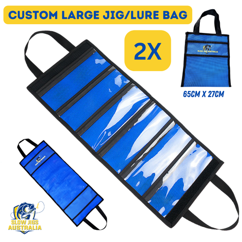 2x CUSTOM LARGE LURE/JIG BAG 65cm SLOW PITCH WALLET VIBES LURE SOFT ...