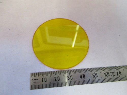 OPTICAL GLASS YELLOW FILTER MICROSCOPE PART OPTICS AS PICTURED #93-A-34 ...