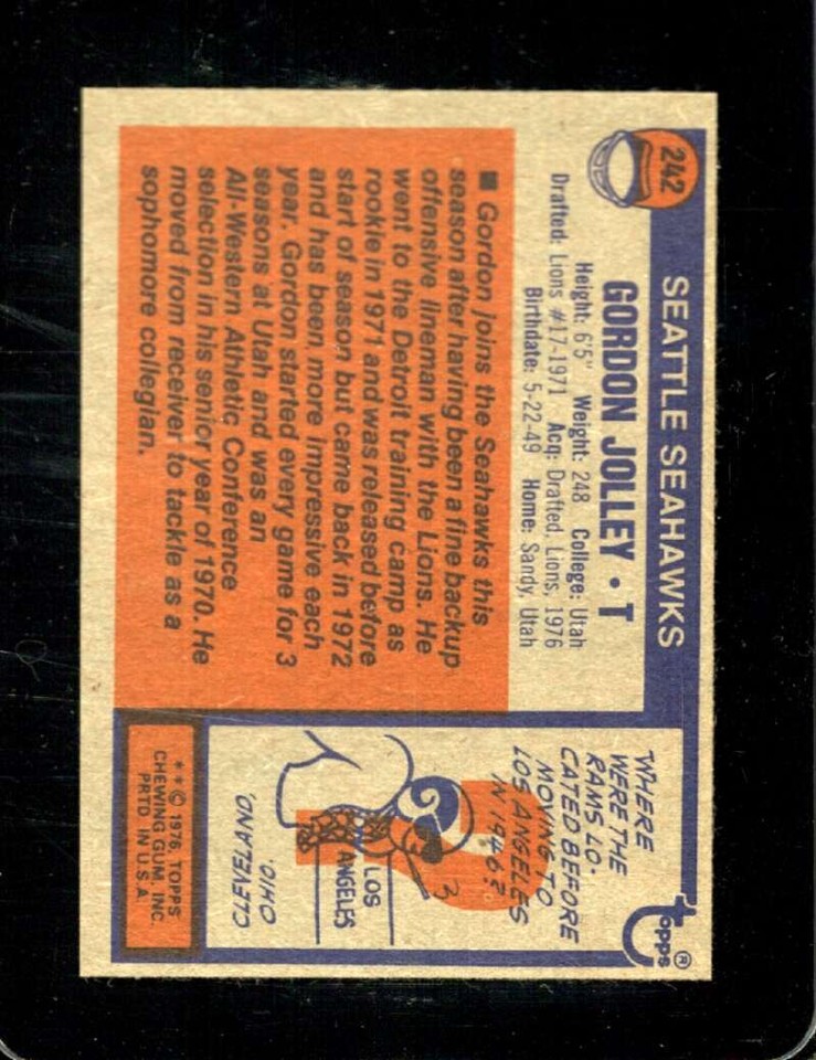1976 TOPPS #242 GORDON JOLLEY NMMT SEAHAWKS *X50003 | eBay