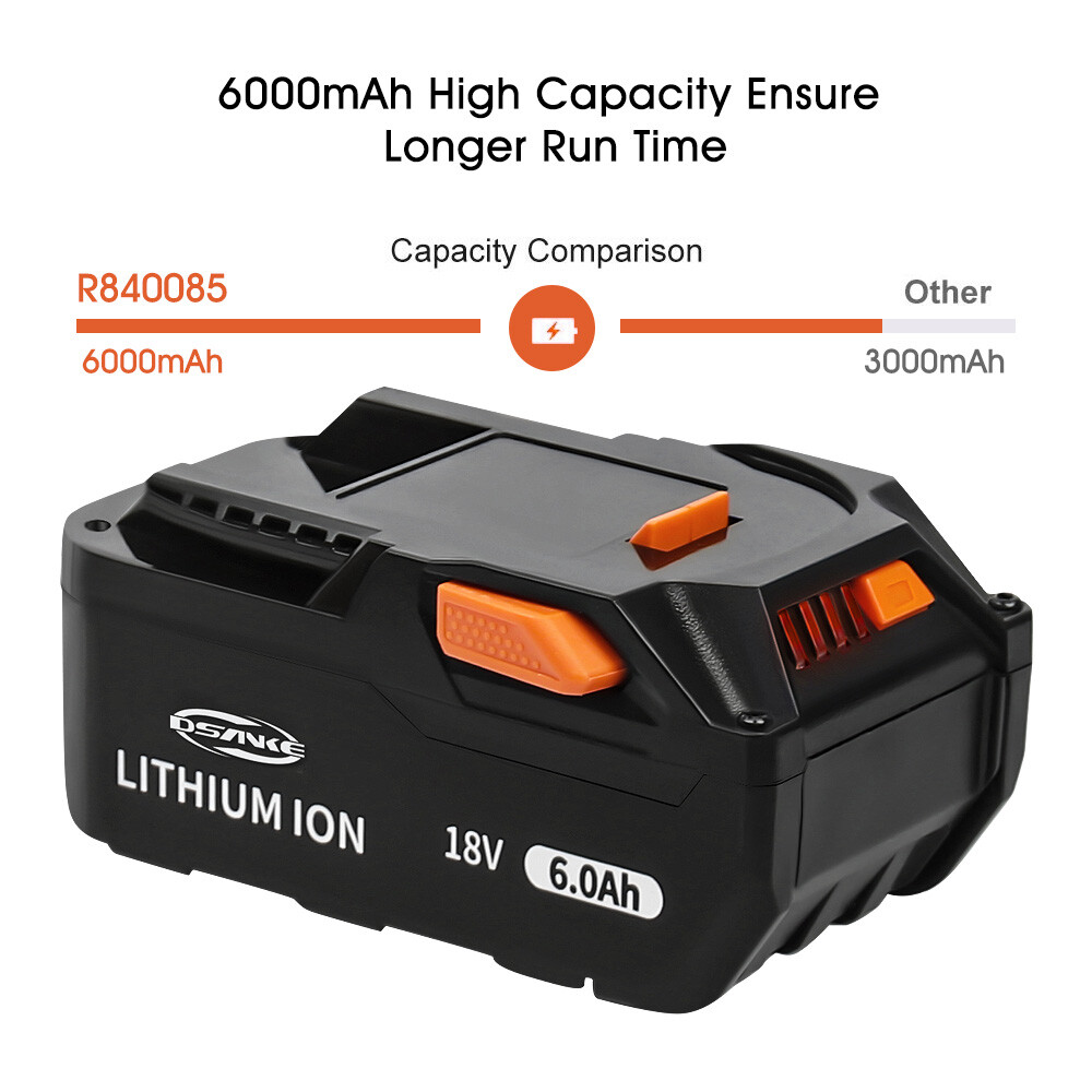 2Pack 6Ah Battery for Ridgid 18V R840085 Lithium Battery Rigid 18V ...