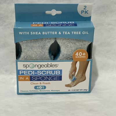 Spongeables Pedi-Scrub Foot Buffer, Clean & Fresh, Shea Butter & Tea ...