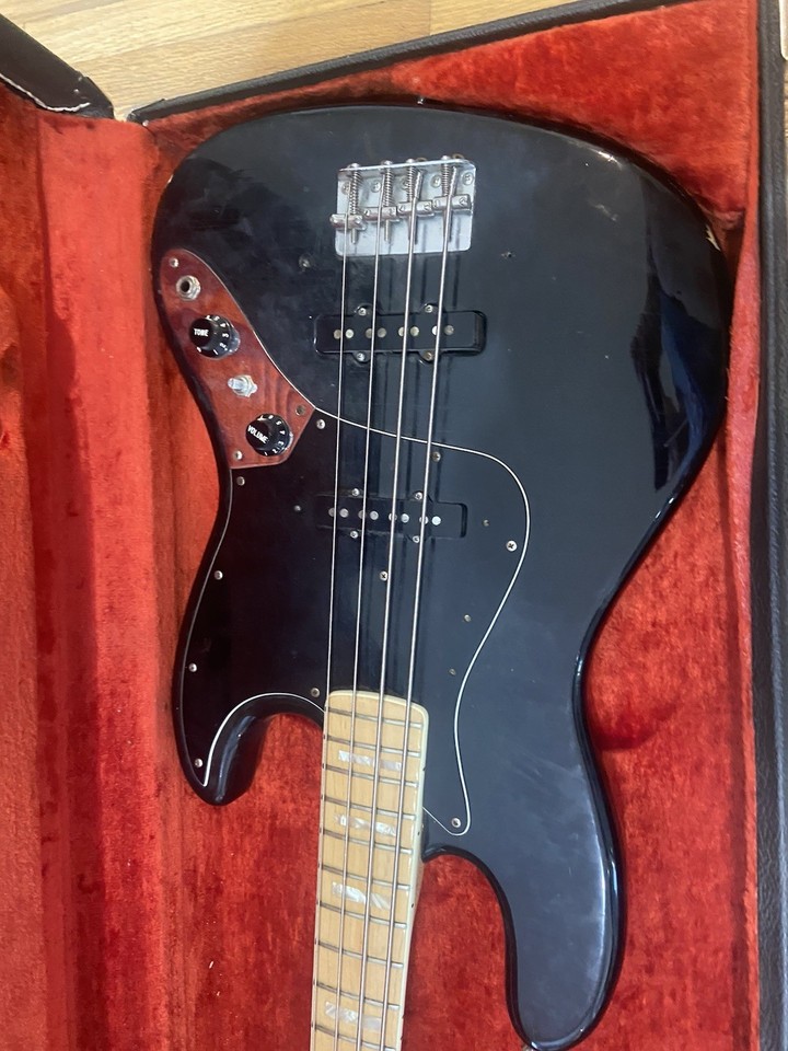 Original 1977 Vintage Fender JAZZ BASS Black Electric Jazz Bass - OHSC ...