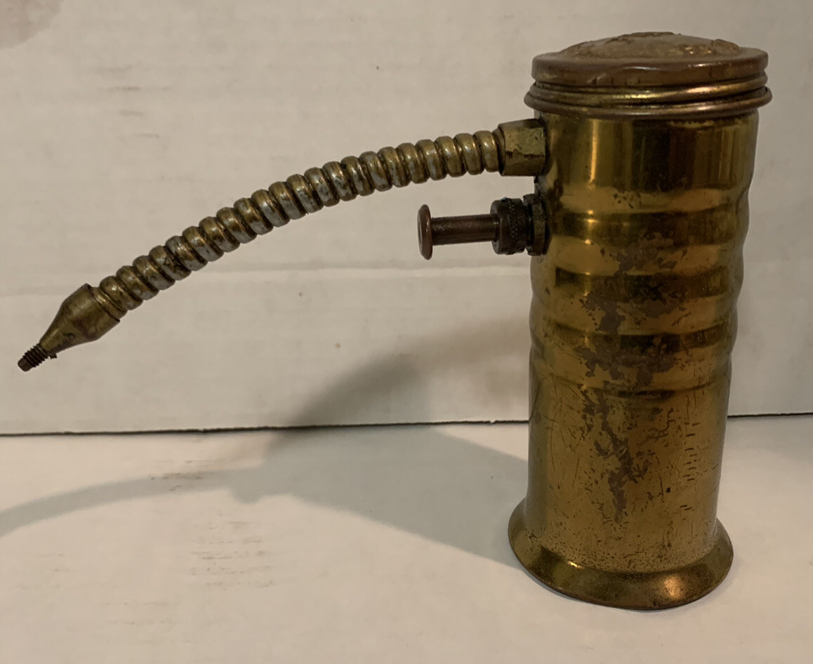 Vintage EAGLE No. 66 Brass Finger Pump Oiler Oil Can FLEXIBLE SPOUT USA ...