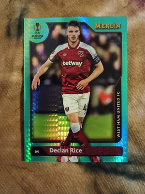 2021-22 DECLAN RICE TOPPS CHROME MERLIN #51 AQUA PRISM REFRACTOR SP ...