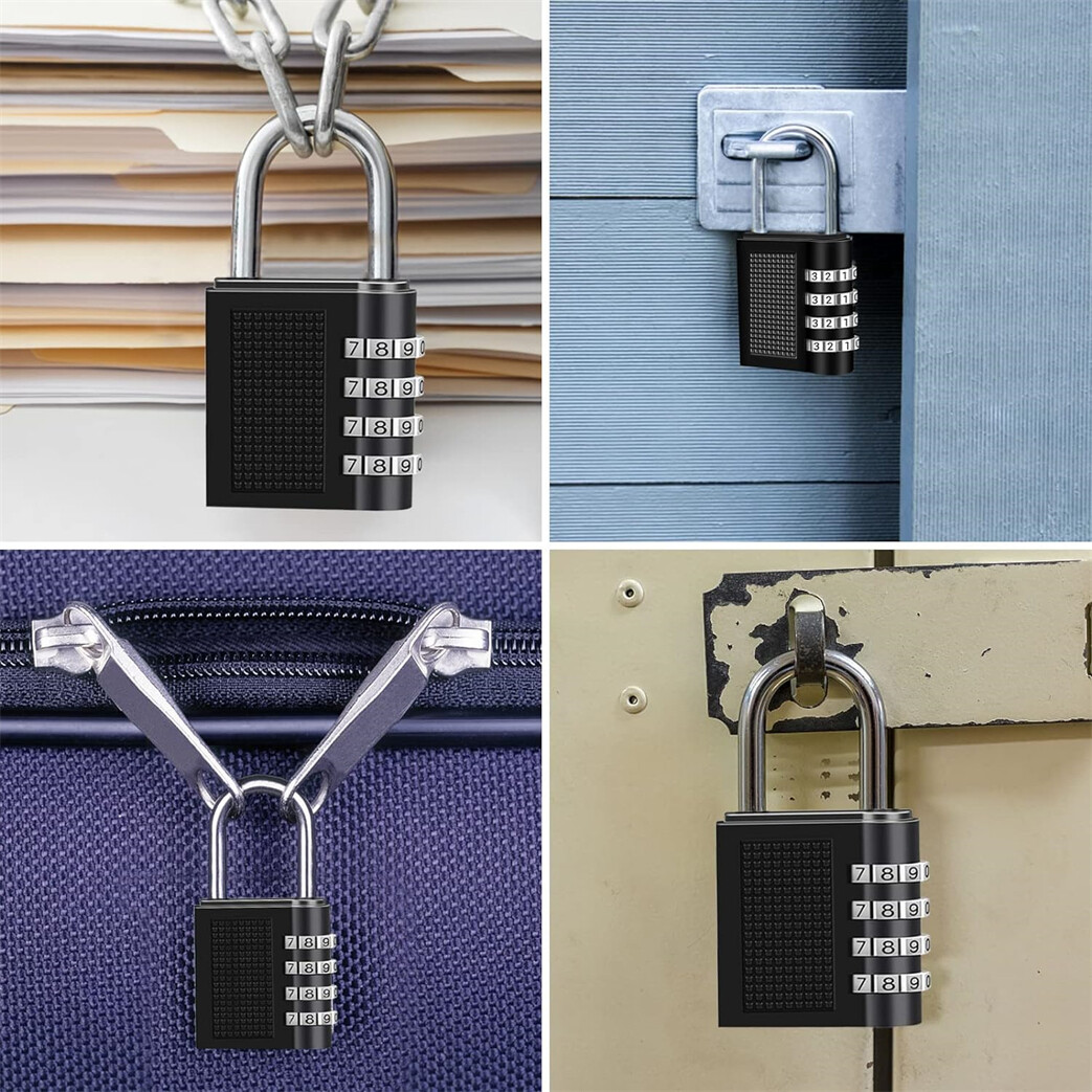 4 Dial Combination Padlock Locker Luggage Travel Suitcase Shackle Lock ...