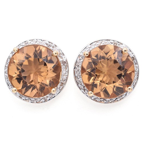 John C. Rinker 14K Yellow Gold 5.15 Ct. Citrine Halo Stud Earrings | eBay