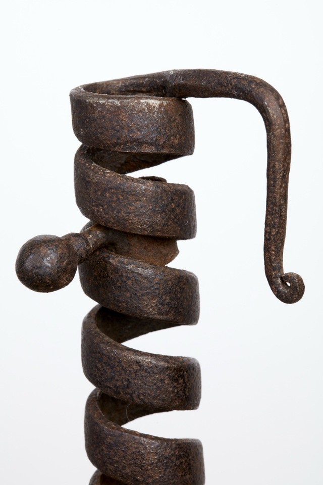 A RARE 18TH C WROUGHT-IRON SPIRAL CANDLESTICK & TALLOW CANDLE | eBay