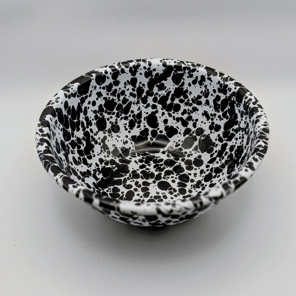 Set 4 Crow Canyon Marble Enamelware Salad Cereal Bowl Black White ...
