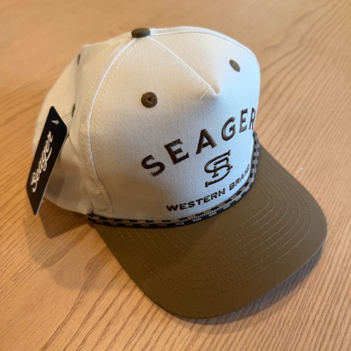 NEW Seager Hat Cap Branded Logo Beige Solid Bill Western Snap Back ...