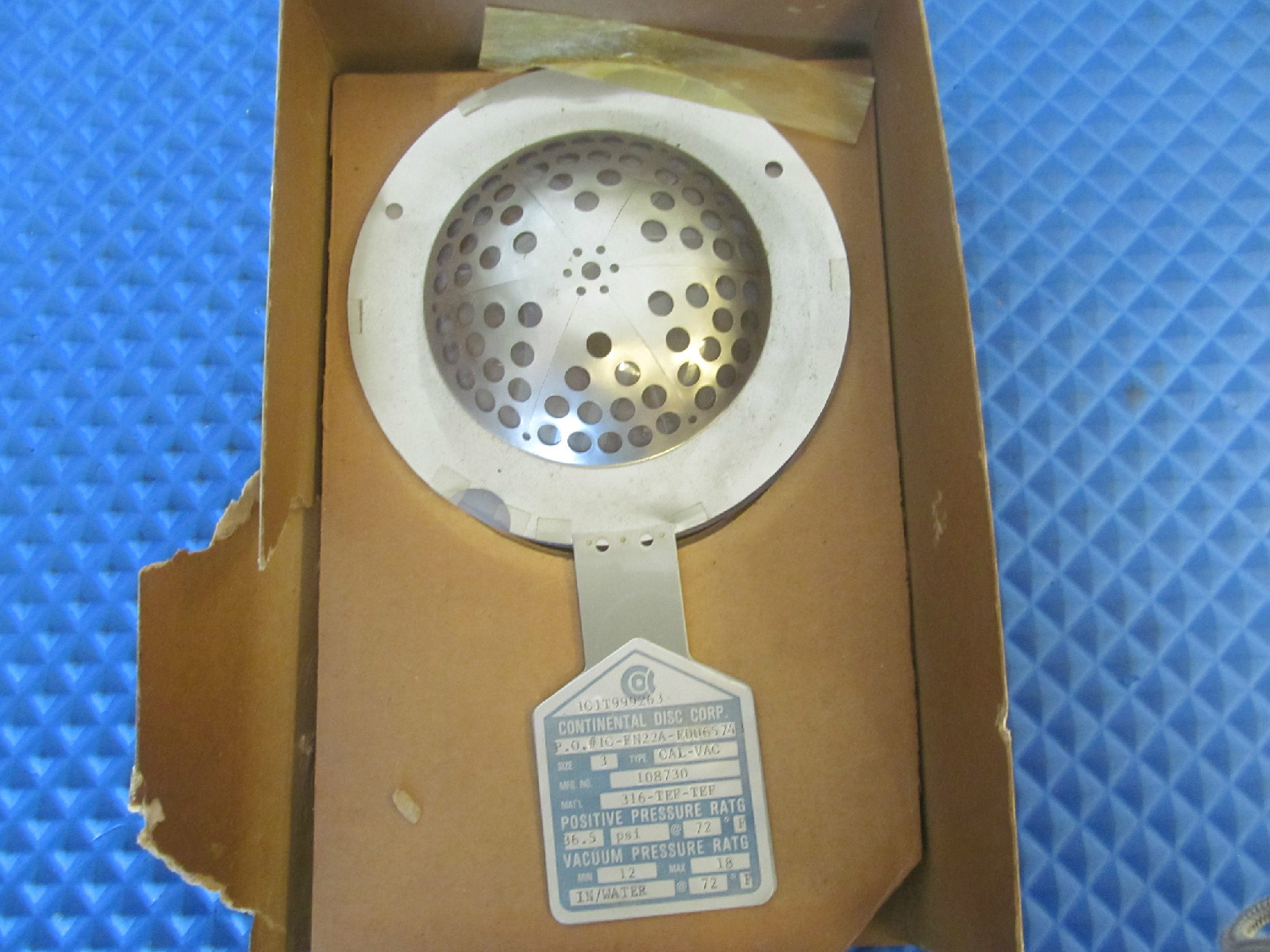 New Continental Rupture Disc 108730 CAL-VAC 3" 36.5 PSIG | eBay UK