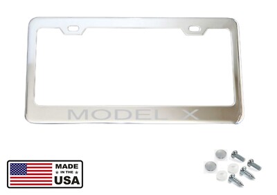 TESLA MODEL X License Plate Frame, Custom Made of Chrome Plated Metal ...
