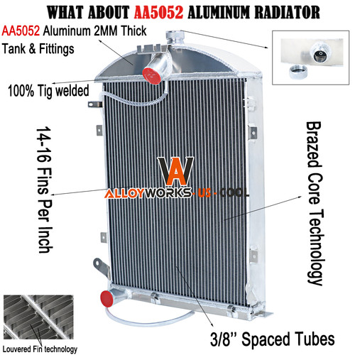 Aluminum 4 Row Radiator For 1930 1931 30 31 Ford Model A 3.3L I4 ...