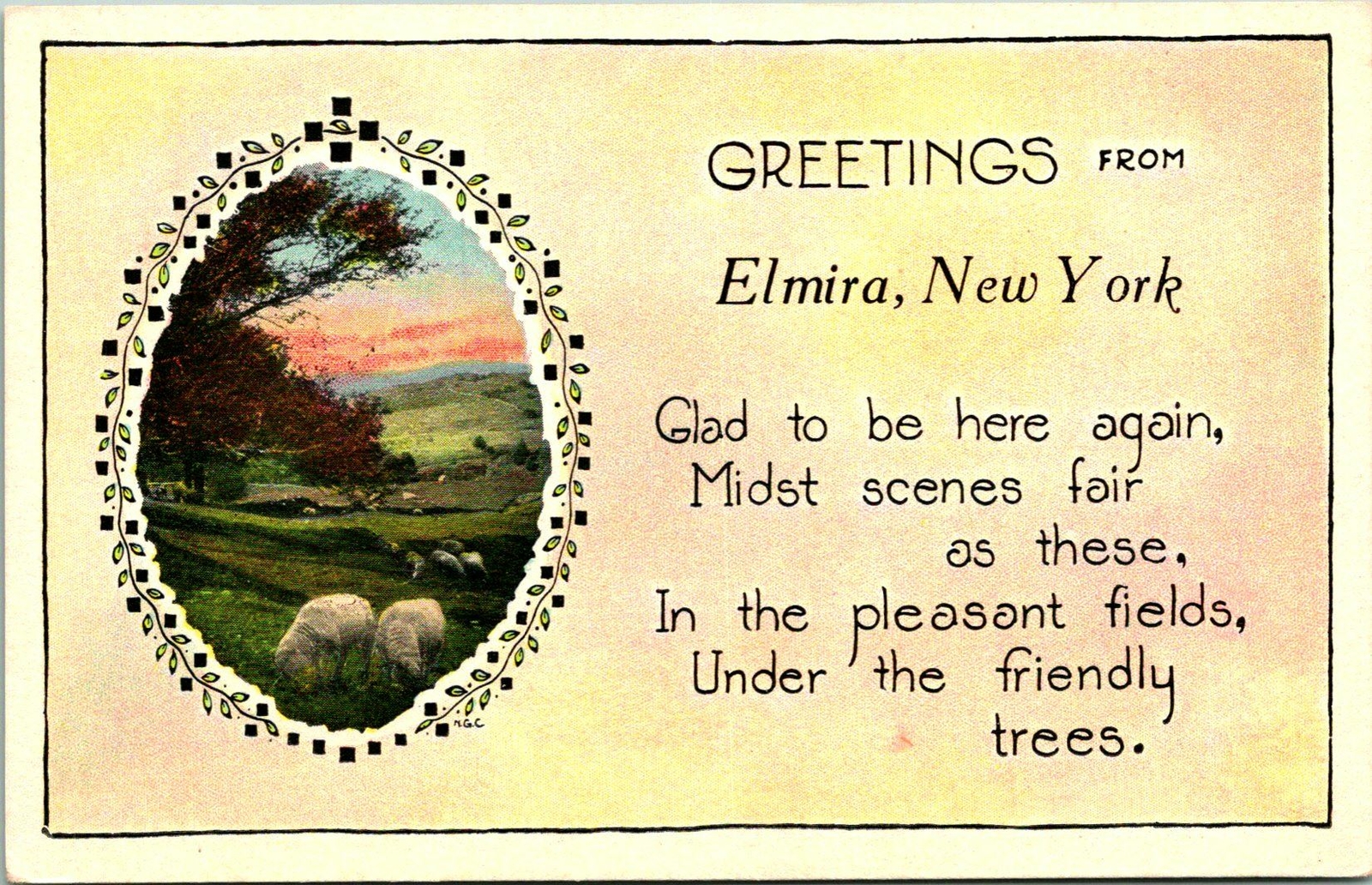 Elmira NY Pasture Frame Fields Poem Postcard unused (21452) | eBay