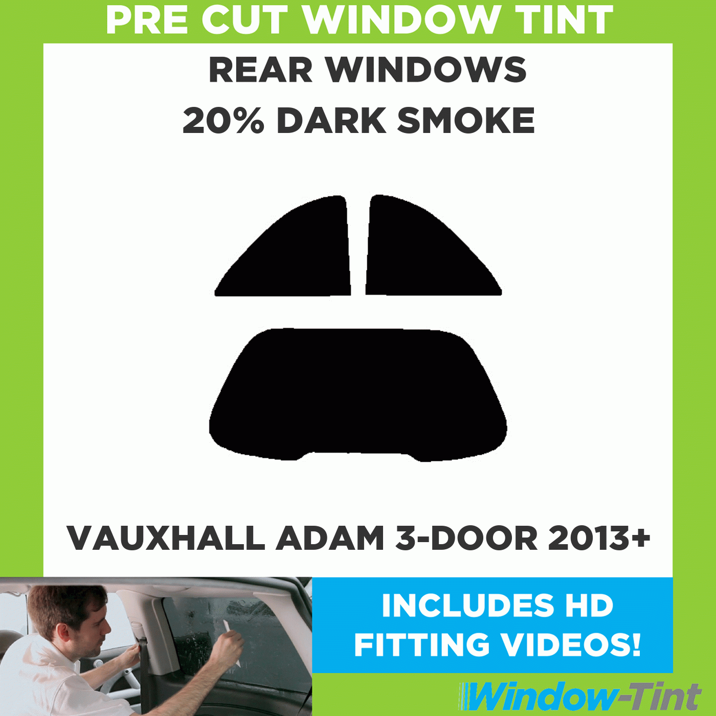 For Vauxhall Adam 3-door 2013+ Pre Cut Window Tint 20% Dark Rear Car ...