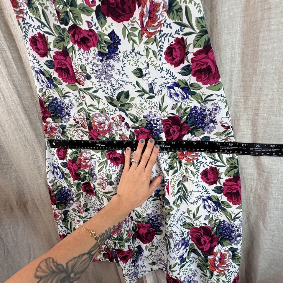 Vintage Molly Malloy Dress Sz 6 White Floral Rose Sundress 90s Garden ...