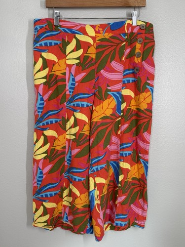 Calligraphie Anthropologie Bright Tropical Linen Blend Pants Size L ...