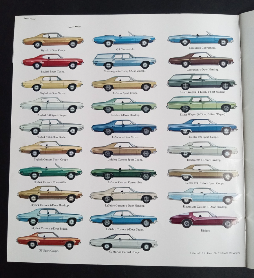 Vintage 1972 Buick Car Models Sales Catalog Dealer Manual Brochure ...