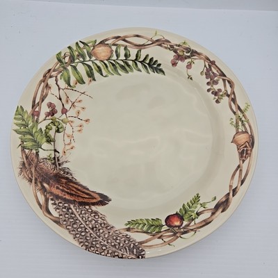 Juliska Forest Walk Dinner Plates 11-inch Feathers Autumn Thanksgiving ...