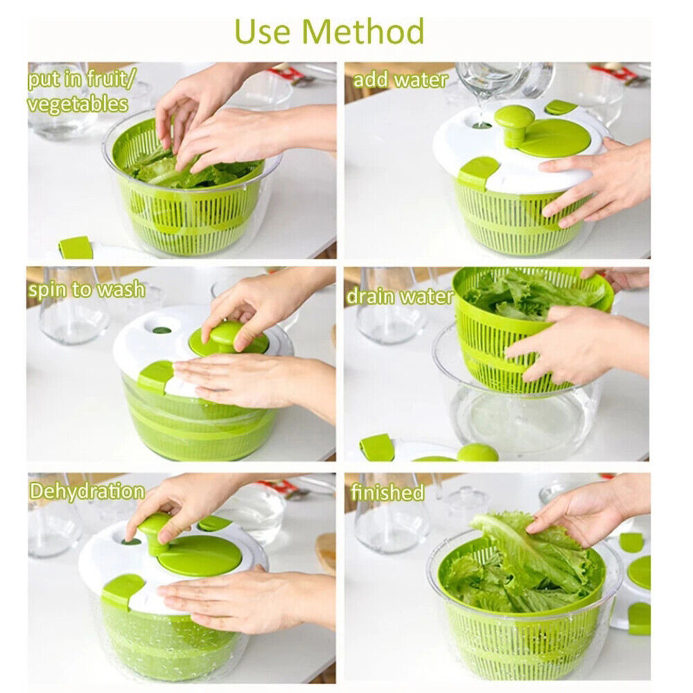 Salad Spinner Vegetable Lettuce Washer Dryer Serving Bowl Container ...