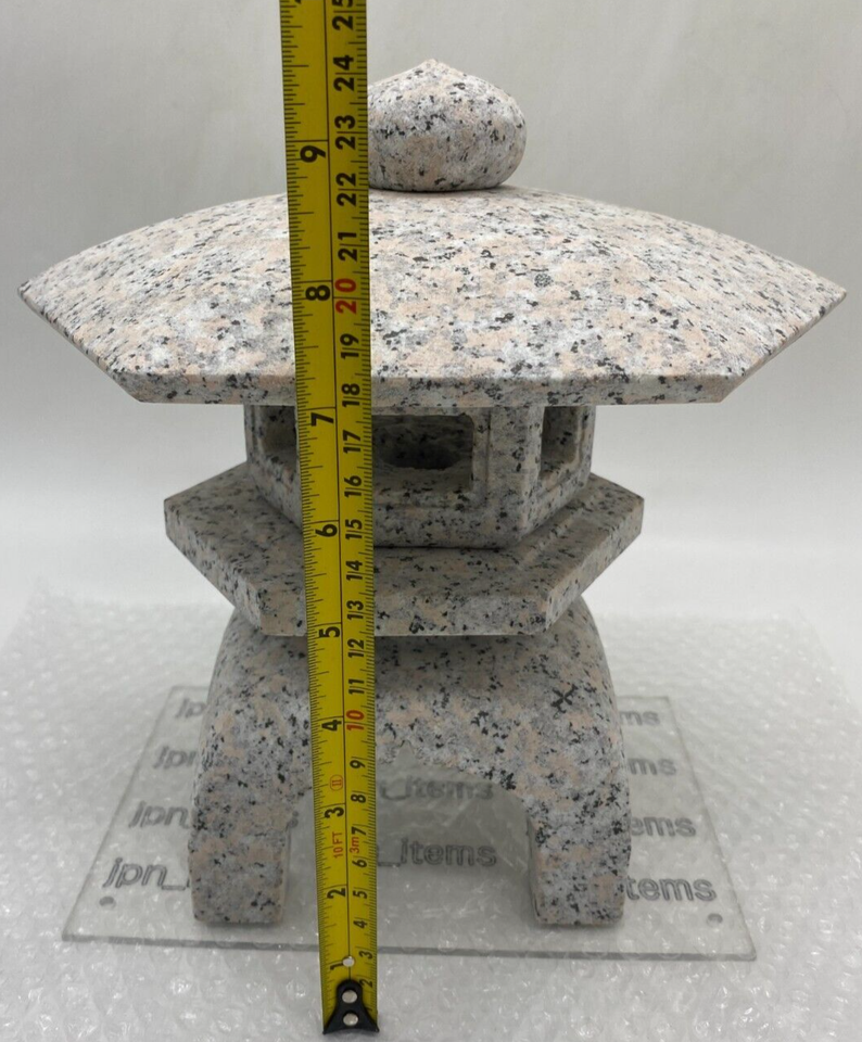 Pink Gray Stone Lantern Tourou Miniature Granite Japanese Garden ...