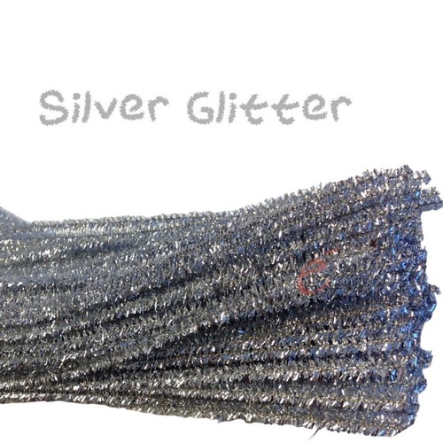 SILVER GLITTER TINSEL Craft Stems Pipe Cleaners 30cm x 6mm | eBay UK