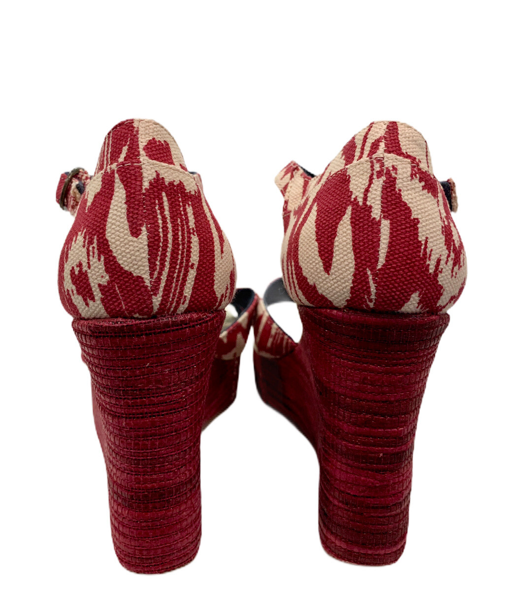 Skechers Bomb Shell Wedge Heels Sandals Size 8 Red Ikat Print | eBay