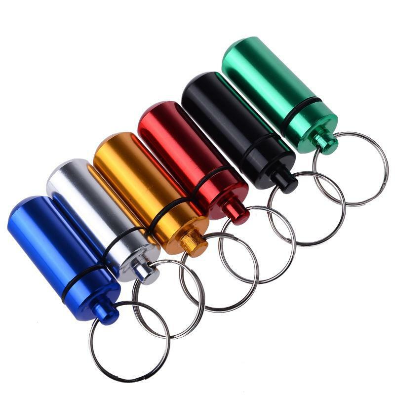 STASH PILL BOX CASE CONTAINER KEY RING CHAIN WITH FOR POWDER PILLS ...